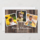 Merry Christmas Rustic Wood 3 Photo Card | Zazzle