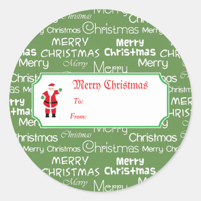 Merry Christmas & Santa Claus Gift Classic Round Sticker | Zazzle