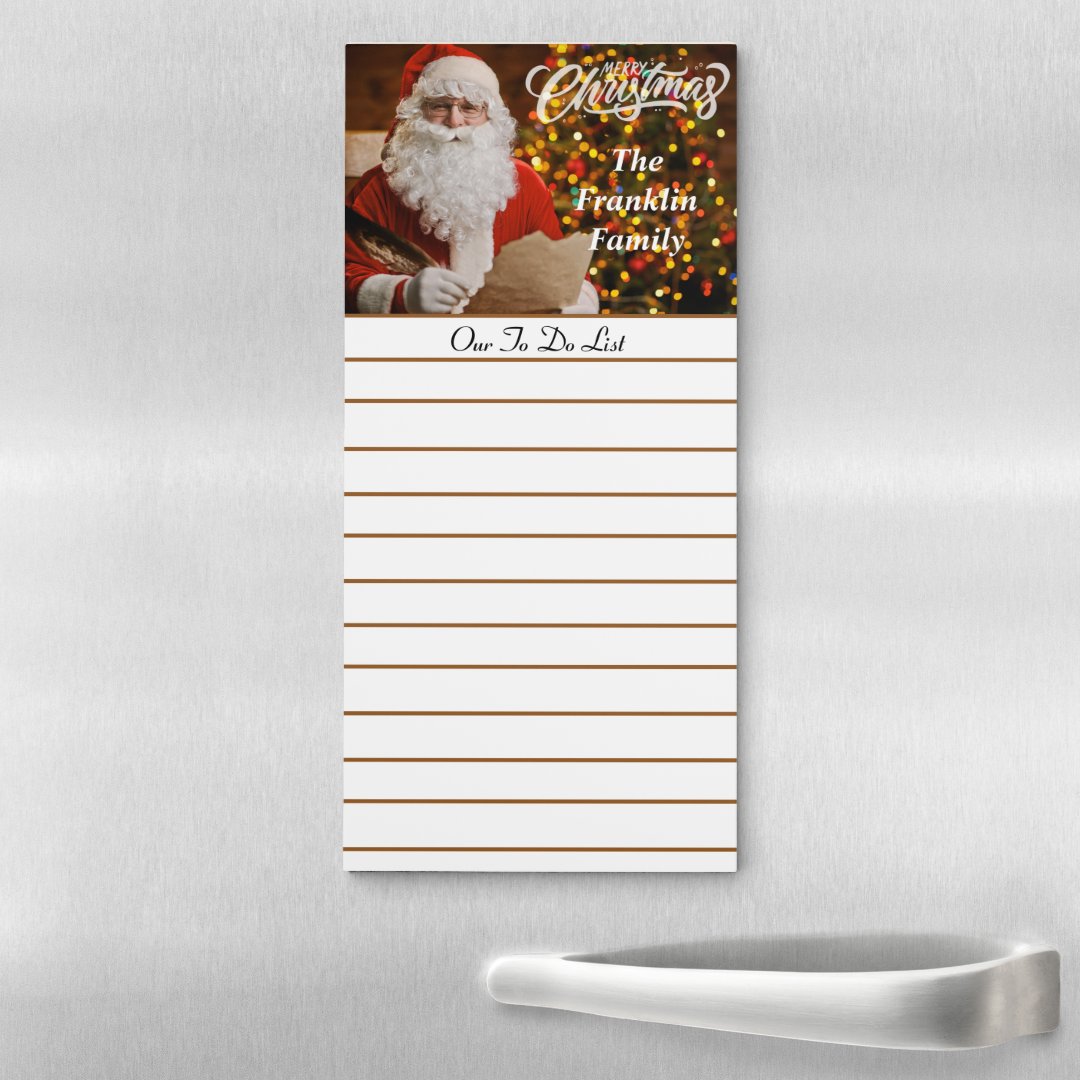 Merry Christmas Santa Claus Photo Personalize Magnetic Notepad | Zazzle