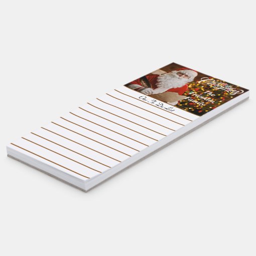 Merry Christmas Santa Claus Photo Personalize Magnetic Notepad | Zazzle