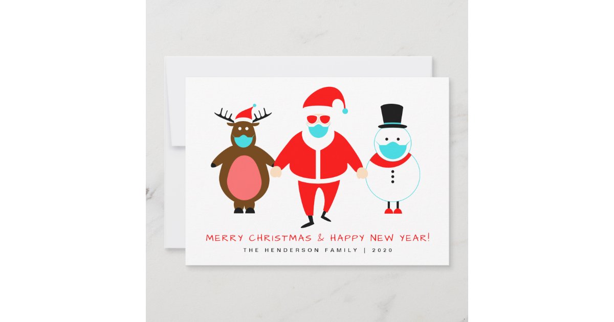Merry Christmas Santa Face Mask Holiday Card | Zazzle