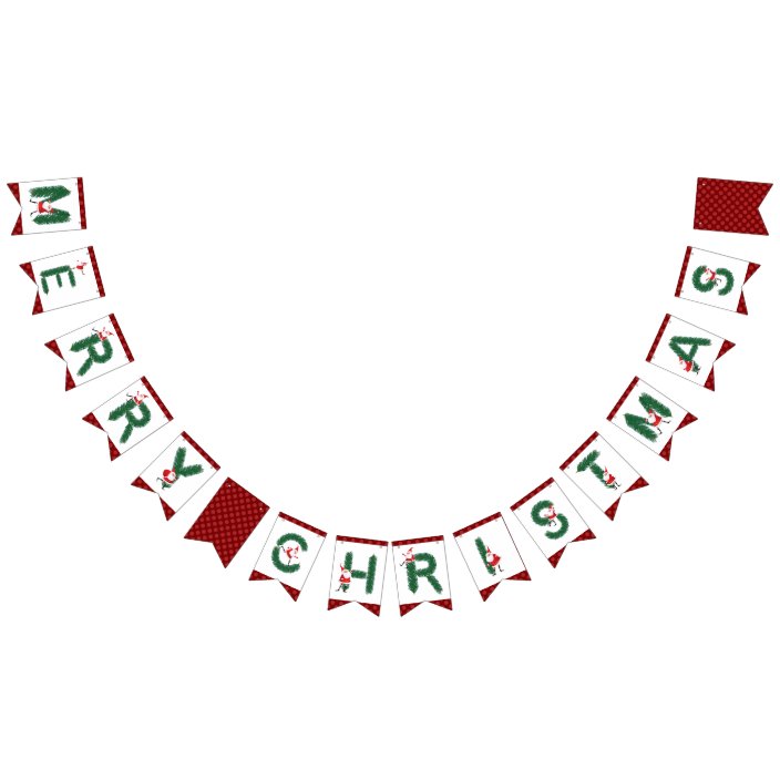 Merry Christmas Santa Pine Needles - Bunting Flags | Zazzle.com