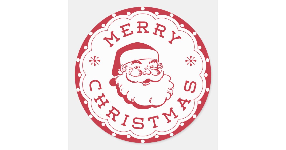 Merry Christmas Santa Round Sticker | Zazzle