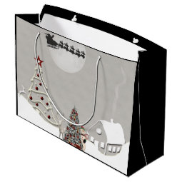 Merry Christmas Santa Scene LG Gift Bag | Zazzle