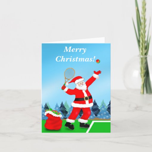 Merry Christmas Santa Tennis Holiday Card | Zazzle