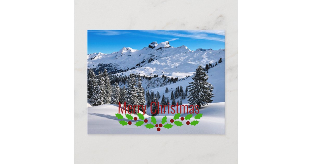 Merry Christmas - Scenic Foothills of the Alps Postcard | Zazzle