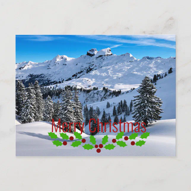 Merry Christmas - Scenic Foothills of the Alps Postcard | Zazzle