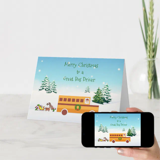 Merry Christmas, School Bus Driver Holiday Card | Zazzle