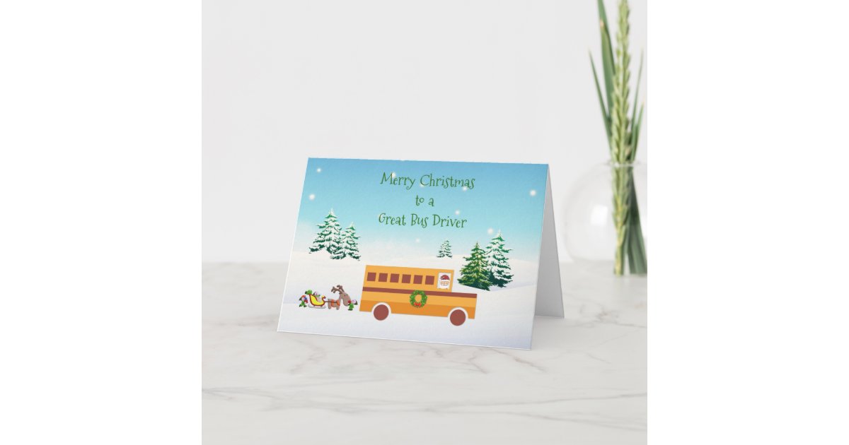 Merry Christmas, School Bus Driver Holiday Card | Zazzle