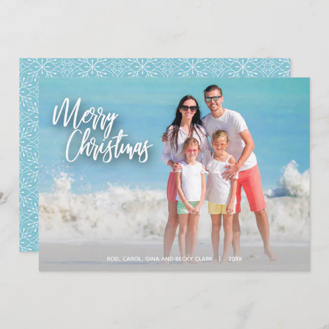 MERRY CHRISTMAS Script Photo Holiday Card | Zazzle