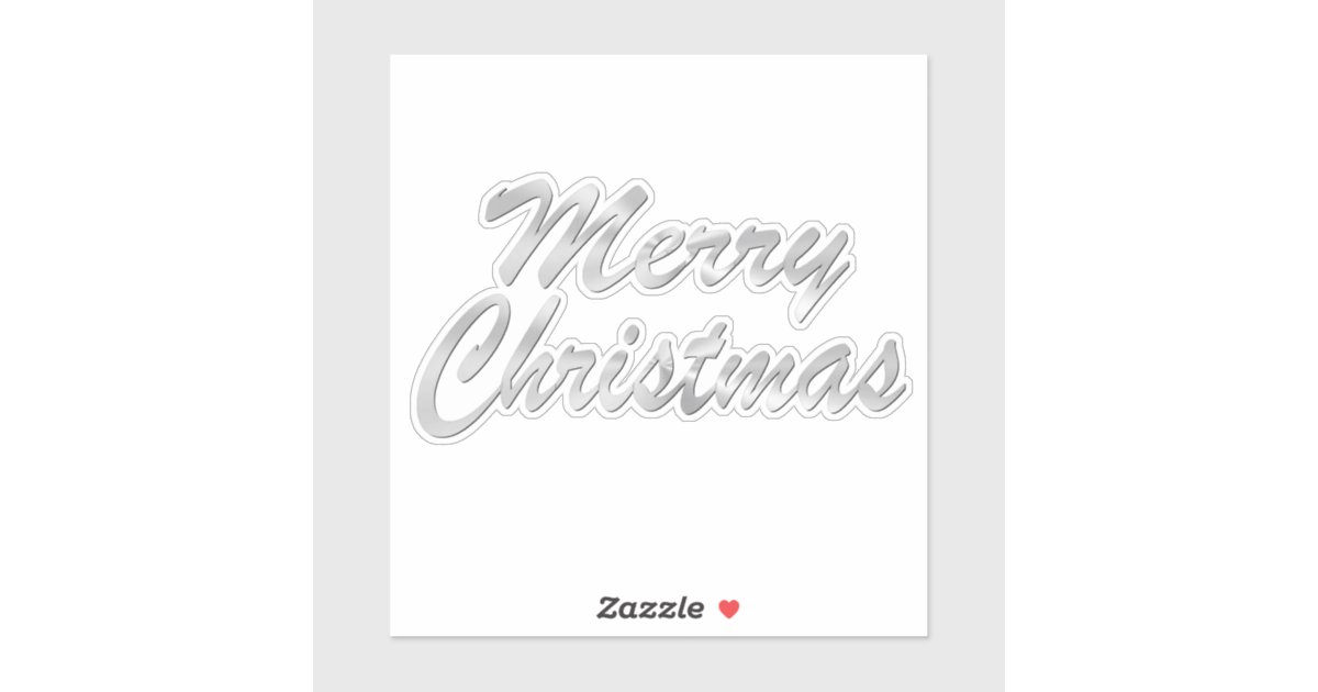 Merry Christmas Silver Sticker | Zazzle