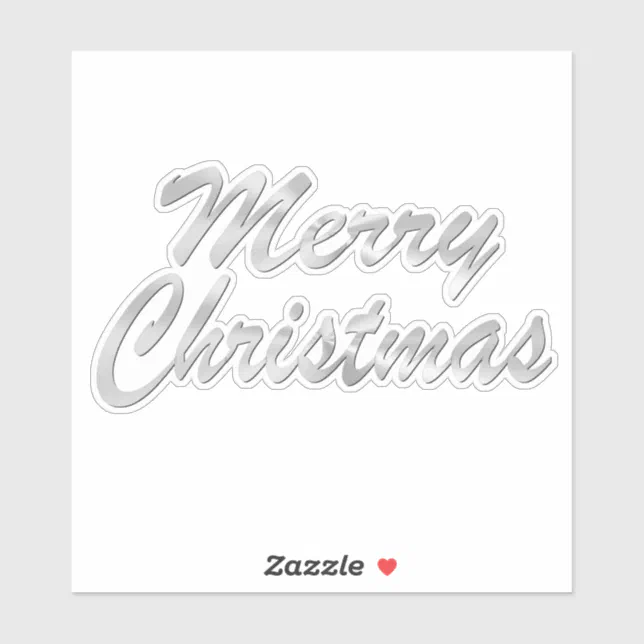 Merry Christmas Silver Sticker | Zazzle