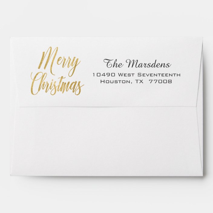 Merry Christmas Simple Elegant Gold Envelope | Zazzle.com
