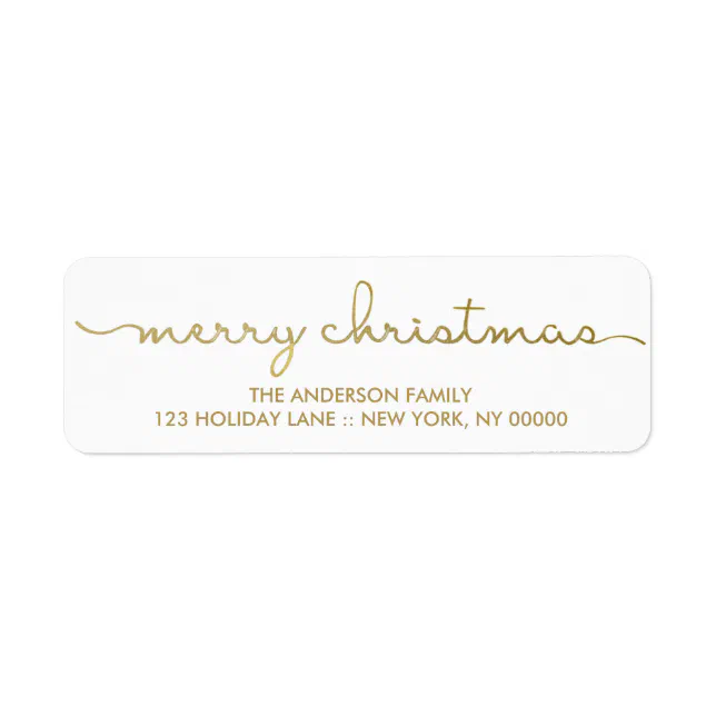 Merry Christmas Simple Gold Hand Lettered Label | Zazzle