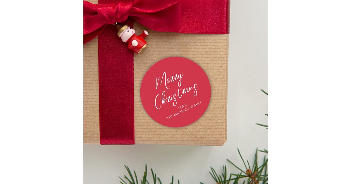 Merry Christmas Simple Minimalist Script Snowflake Classic Round ...