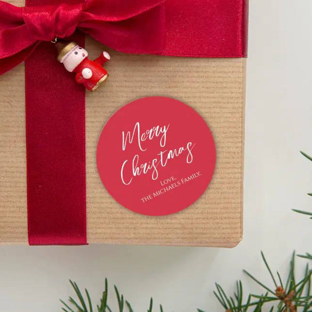 Merry Christmas Simple Minimalist Script Snowflake Classic Round ...