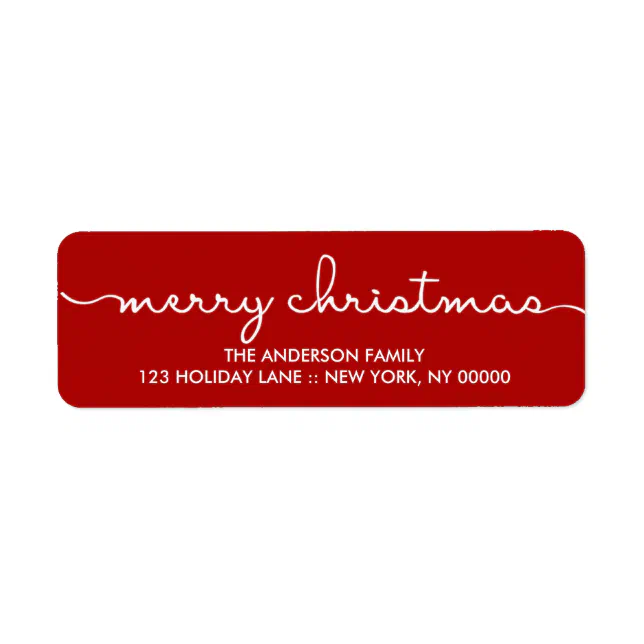 Merry Christmas Simple Red Hand Lettered Label | Zazzle