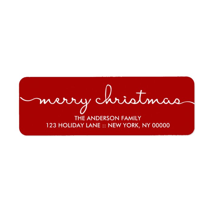 Merry Christmas Simple Red Hand Lettered Label | Zazzle.com