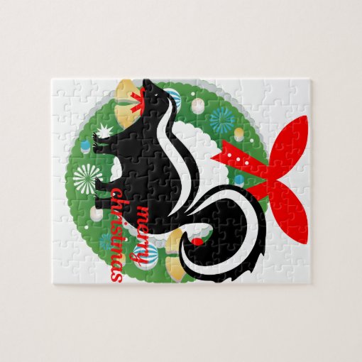 merry christmas skunk jigsaw puzzle | Zazzle