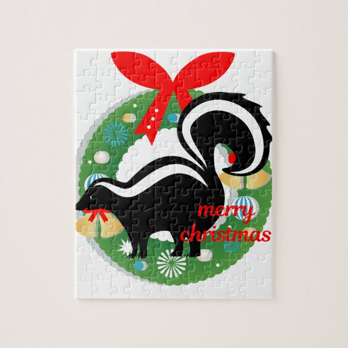 merry christmas skunk jigsaw puzzle | Zazzle.com