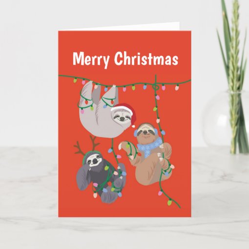 Merry Christmas Sloth Holiday Card | Zazzle