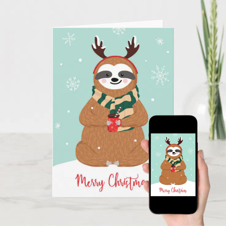 Merry Christmas Sloth Holiday Card | Zazzle