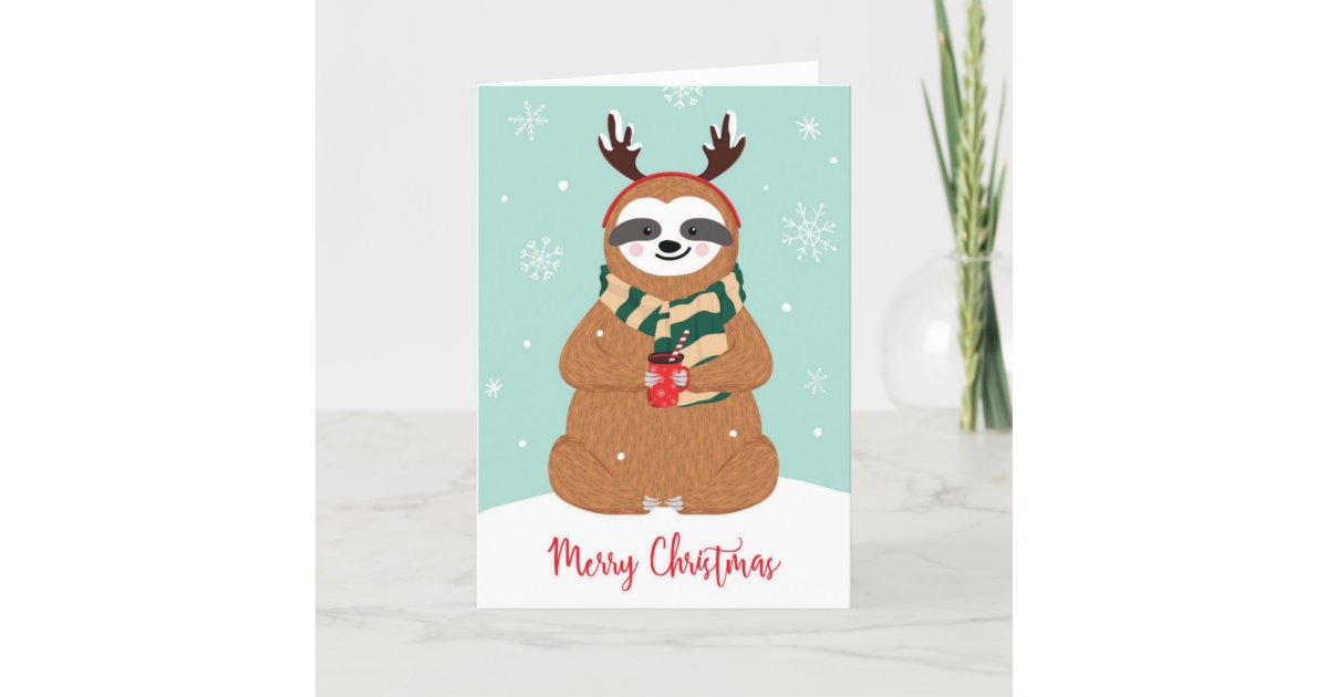 Merry Christmas Sloth Holiday Card | Zazzle