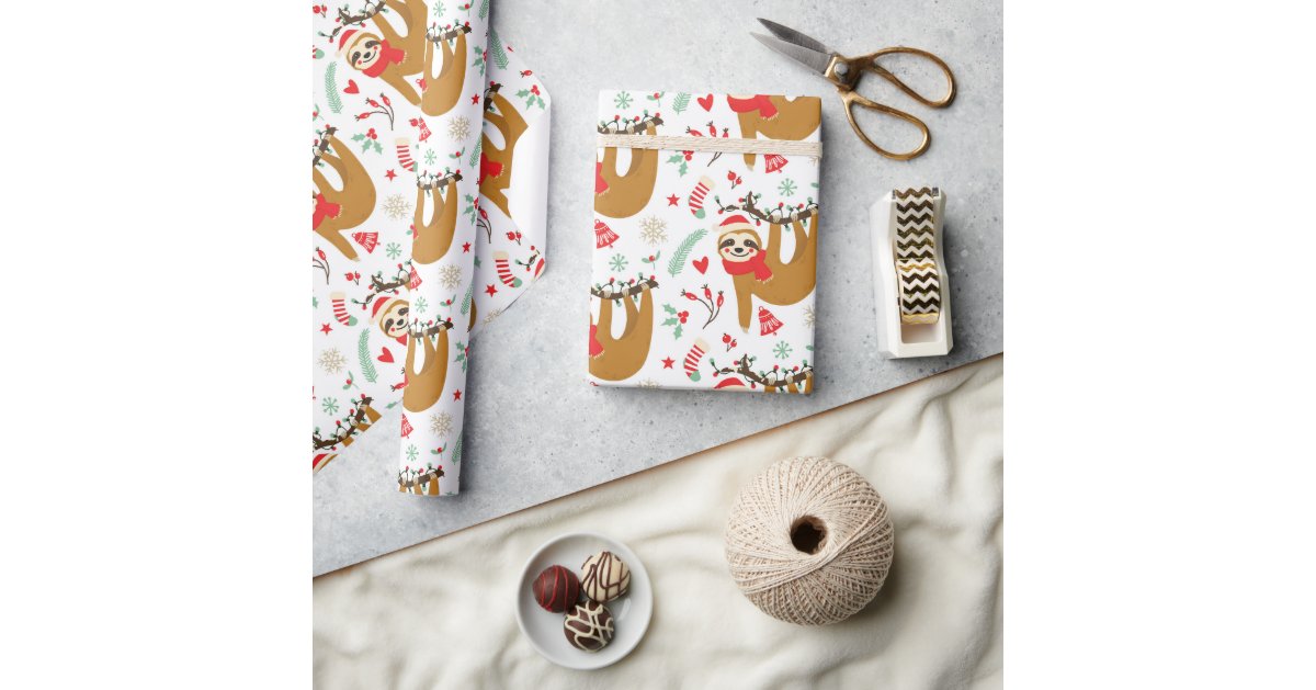 Merry Christmas Sloth | Holidays Wrapping Paper | Zazzle