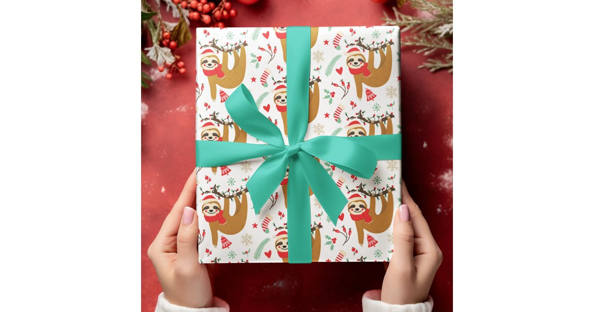 Merry Christmas Sloth | Holidays Wrapping Paper | Zazzle