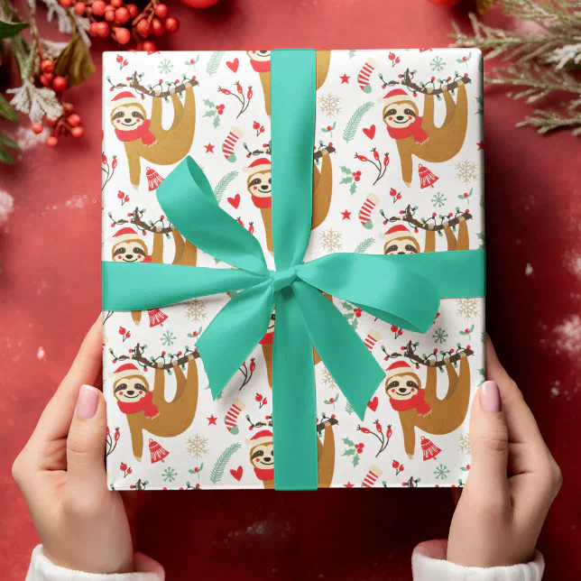 Merry Christmas Sloth | Holidays Wrapping Paper | Zazzle