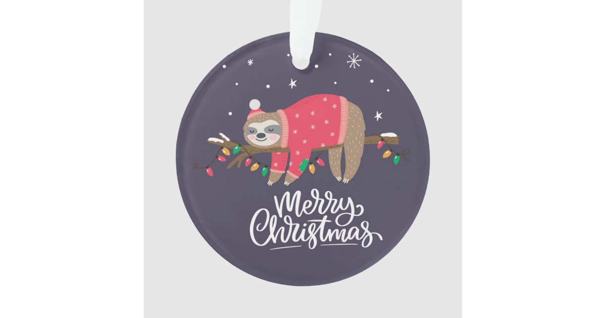 Merry Christmas Sloth Ornament | Zazzle