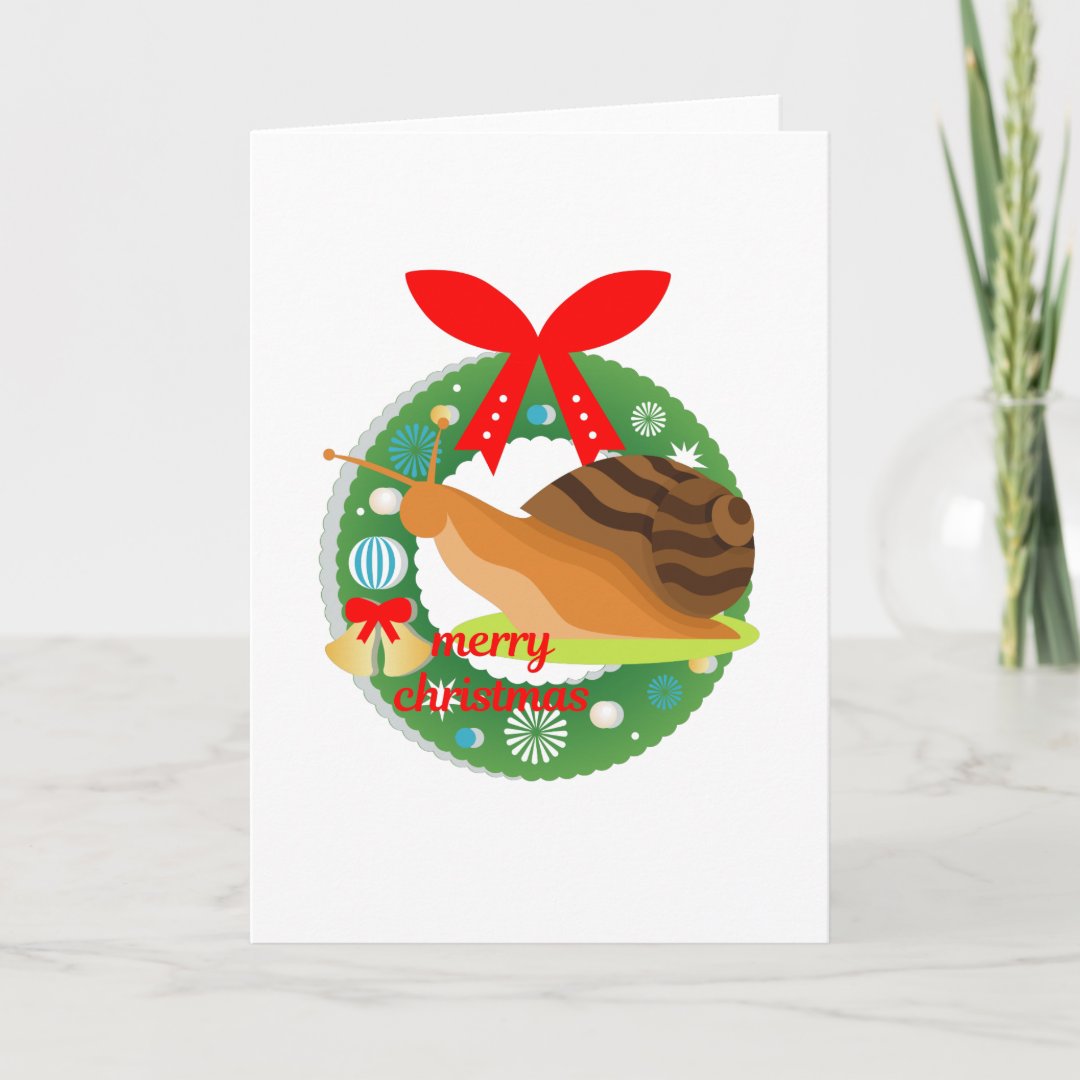 merry christmas snail holiday card | Zazzle