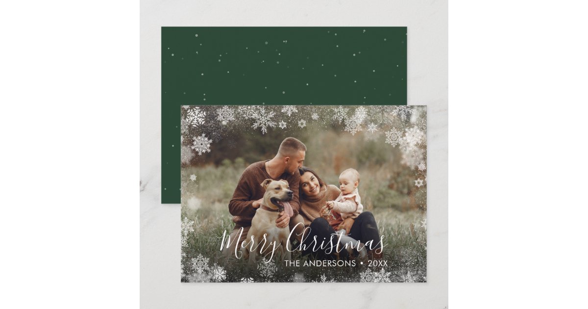 Merry Christmas Snowflakes Holiday Card | Zazzle