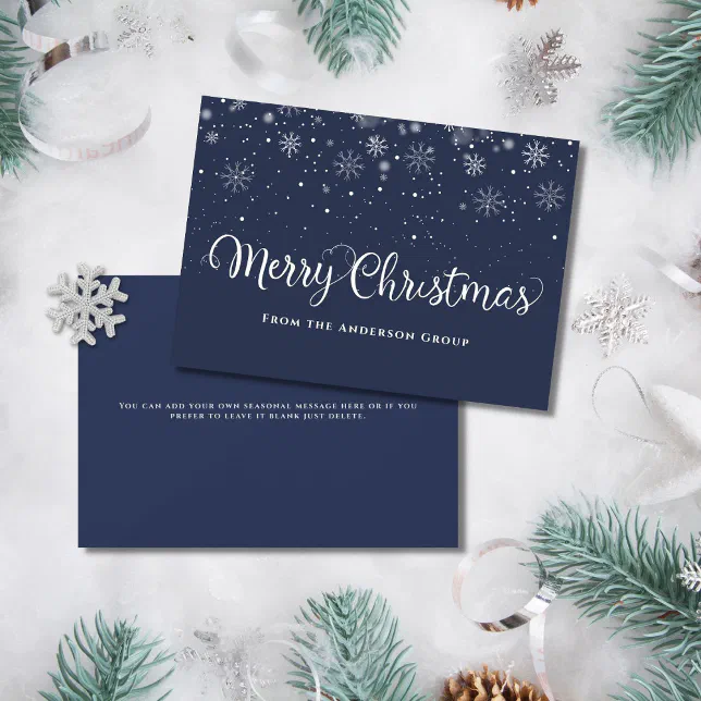 Merry Christmas Snowflakes Office Business Holiday Card | Zazzle