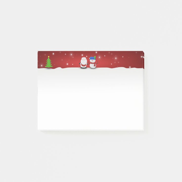 Merry Christmas Snowman and Santa Post-it Notes | Zazzle
