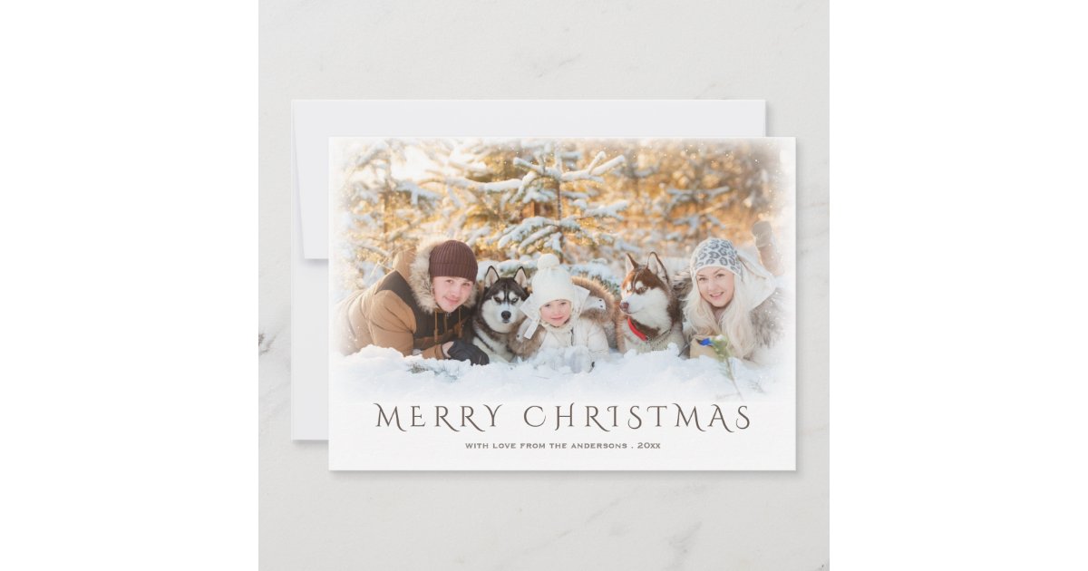 Merry Christmas Snowy Photo Greeting Holiday Card | Zazzle
