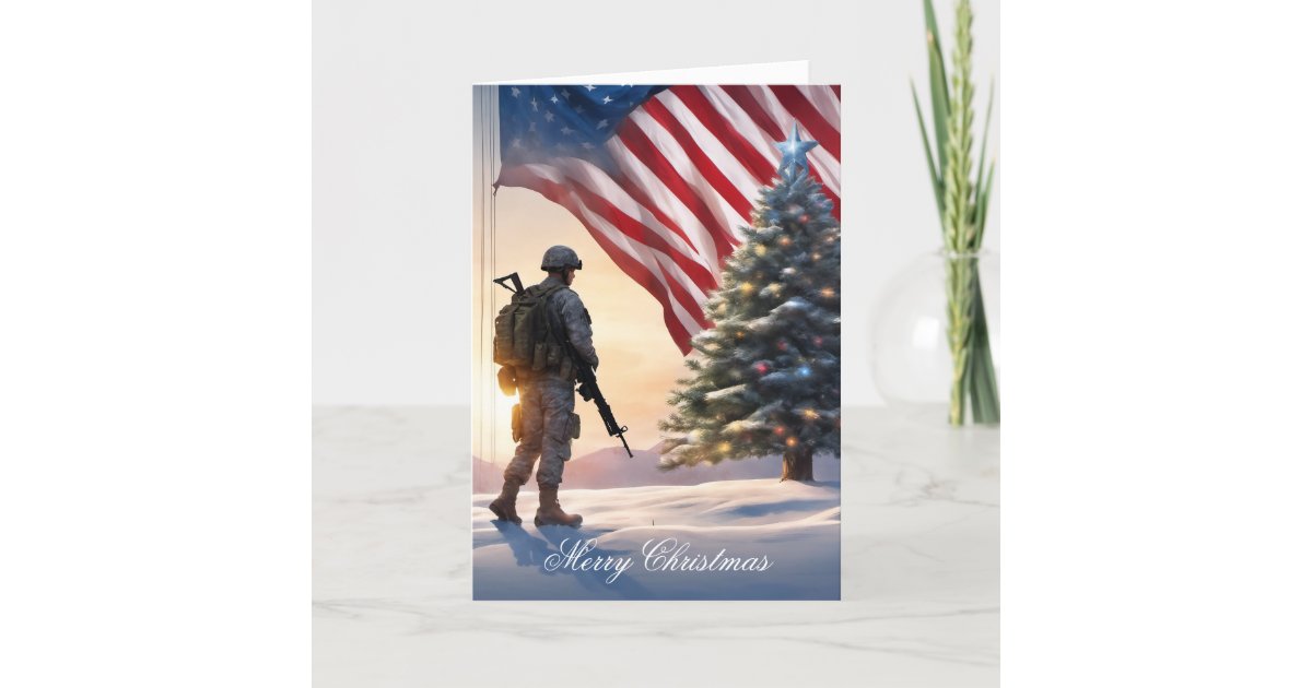 Merry Christmas Soldier - Folded Greeting Card | Zazzle