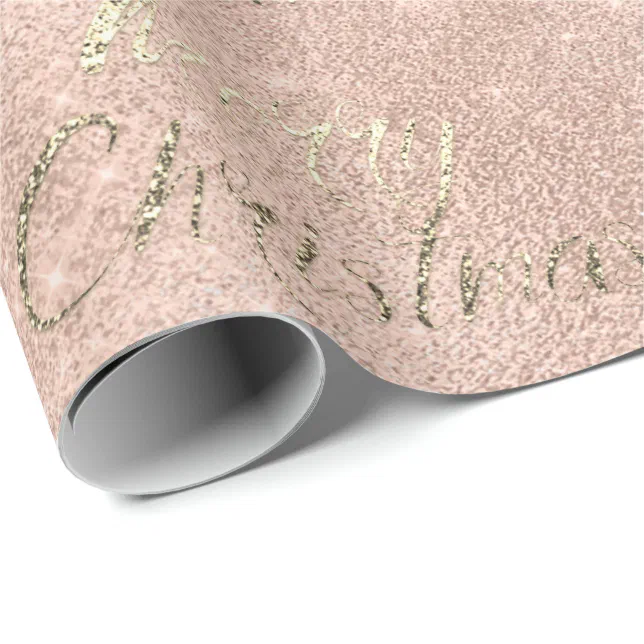 Merry Christmas Spark Rose Gold Glitter Spark Wrapping Paper | Zazzle