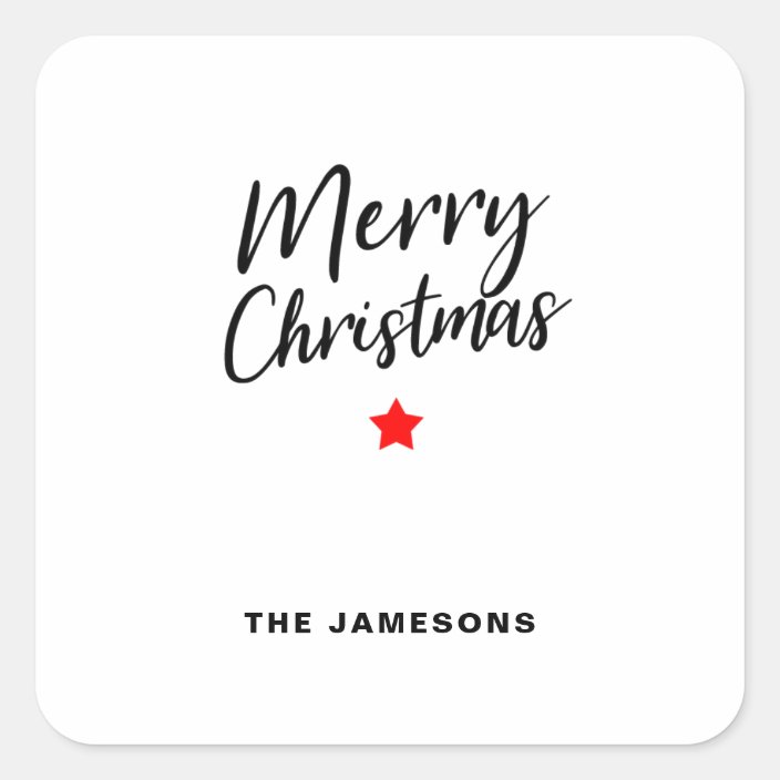 Merry Christmas Square Sticker | Zazzle.com