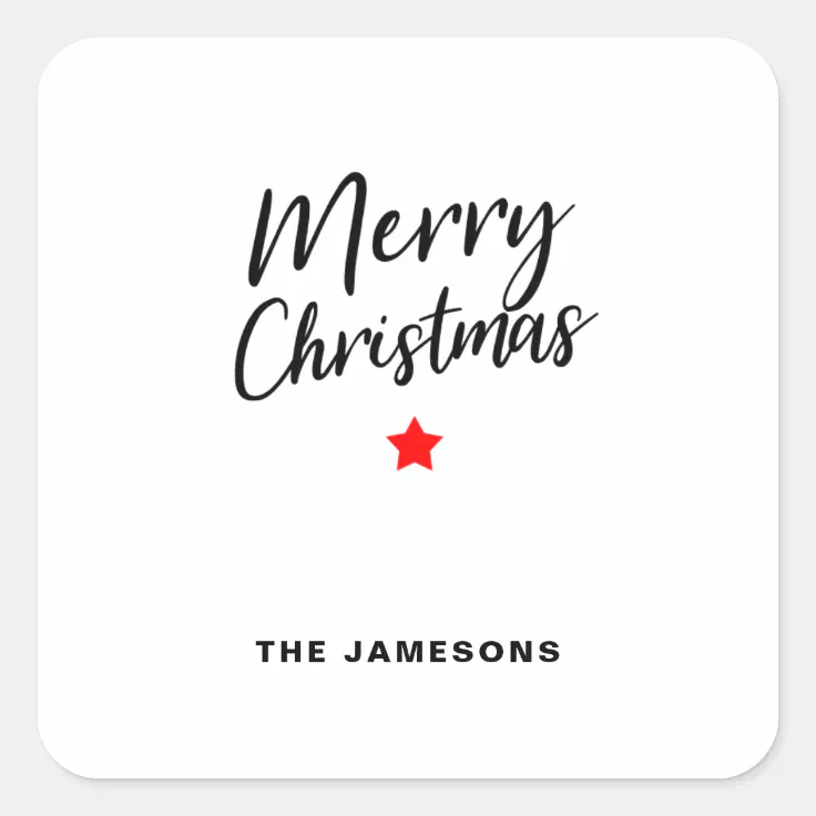 Merry Christmas Square Sticker | Zazzle