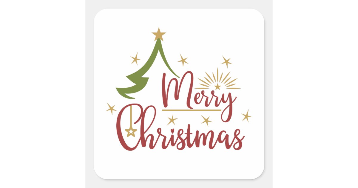 Merry Christmas Square Sticker | Zazzle