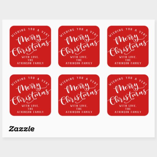Merry Christmas Square Sticker | Zazzle