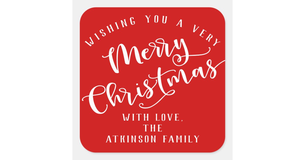 Merry Christmas Square Sticker | Zazzle