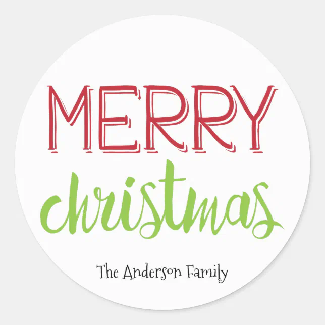 Merry Christmas Sticker Gift Tag | Zazzle
