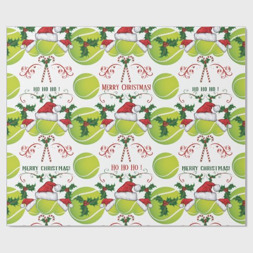 Merry Christmas Tennis Ball Santa Wrapping Paper | Zazzle