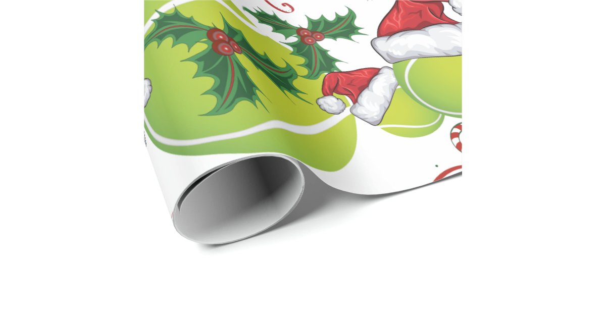 Merry Christmas Tennis Ball Santa Wrapping Paper | Zazzle