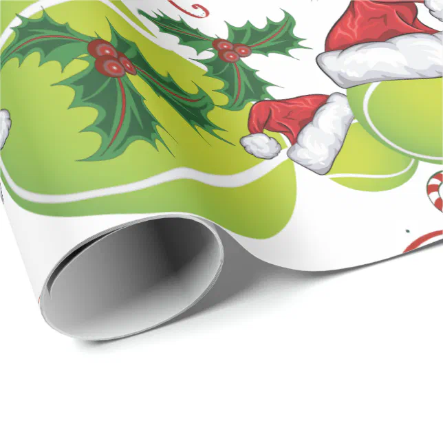 Merry Christmas Tennis Ball Santa Wrapping Paper | Zazzle