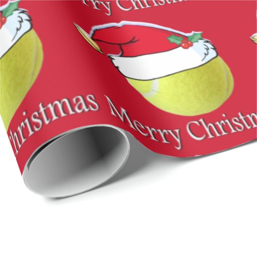 Merry Christmas Tennis Ball Santa Wrapping Paper | Zazzle