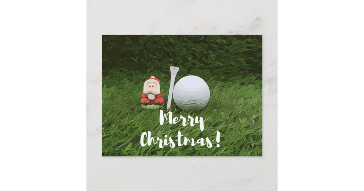Merry Christmas to golfer with golf ball and Santa Postcard | Zazzle
