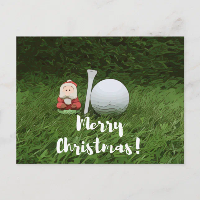 Merry Christmas to golfer with golf ball and Santa Postcard | Zazzle